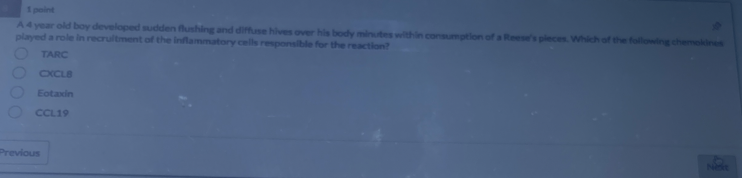 Solved 1 ﻿pointA 4 ﻿year old boy devaloped sudden flushing | Chegg.com