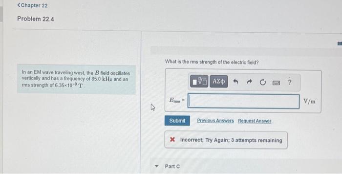 Solved What is the rms strength of the electric field? In an | Chegg.com