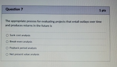 Solved Question 71 ﻿ptsThe appropriate process for | Chegg.com