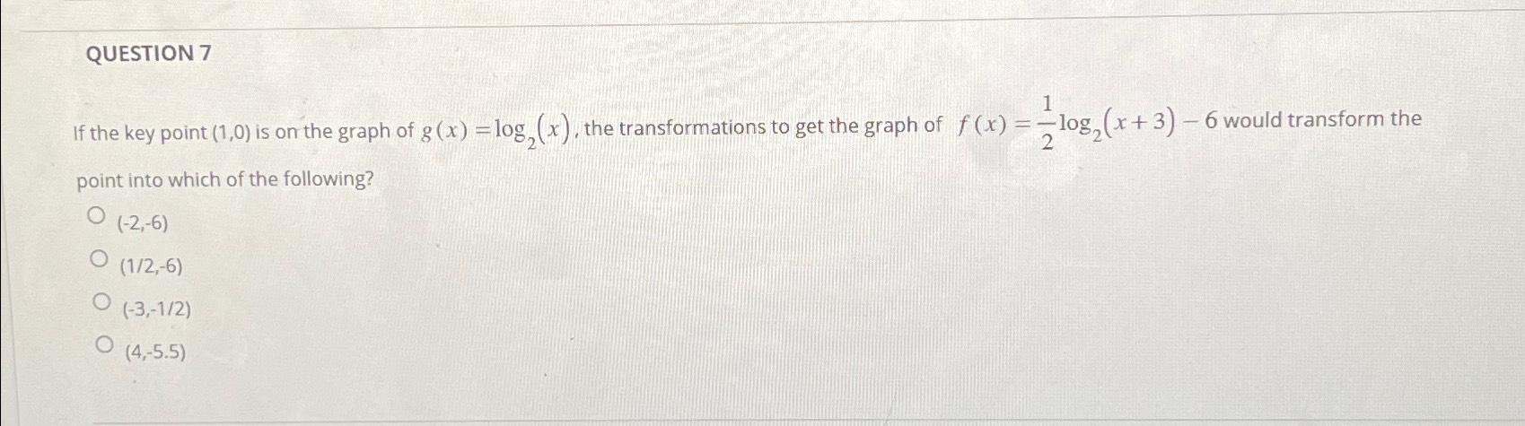 Solved QUESTION 7If the key point (1,0) ﻿is on the graph of | Chegg.com