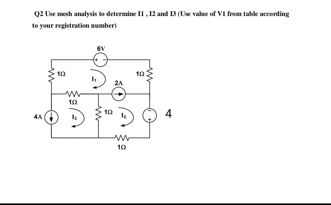 Solved Q2 Use mesh analysis to determine I1, I2 and I3 (Use | Chegg.com