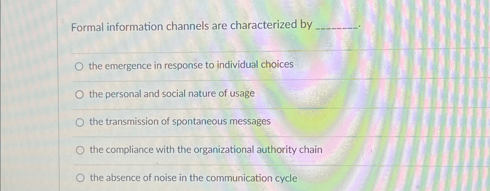 Solved Formal information channels are characterized bythe | Chegg.com