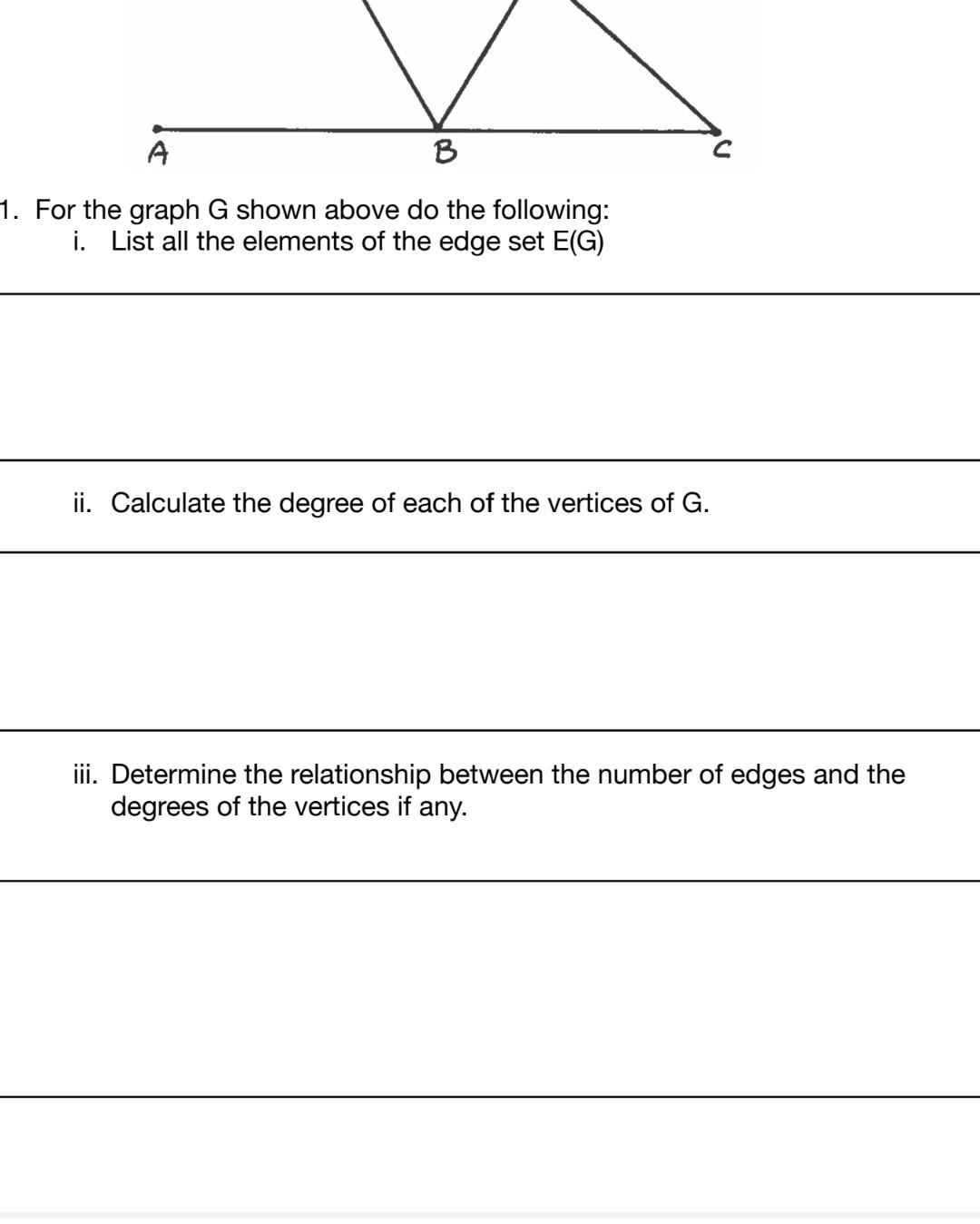 Solved 1. For the graph G shown above do the following: i. | Chegg.com
