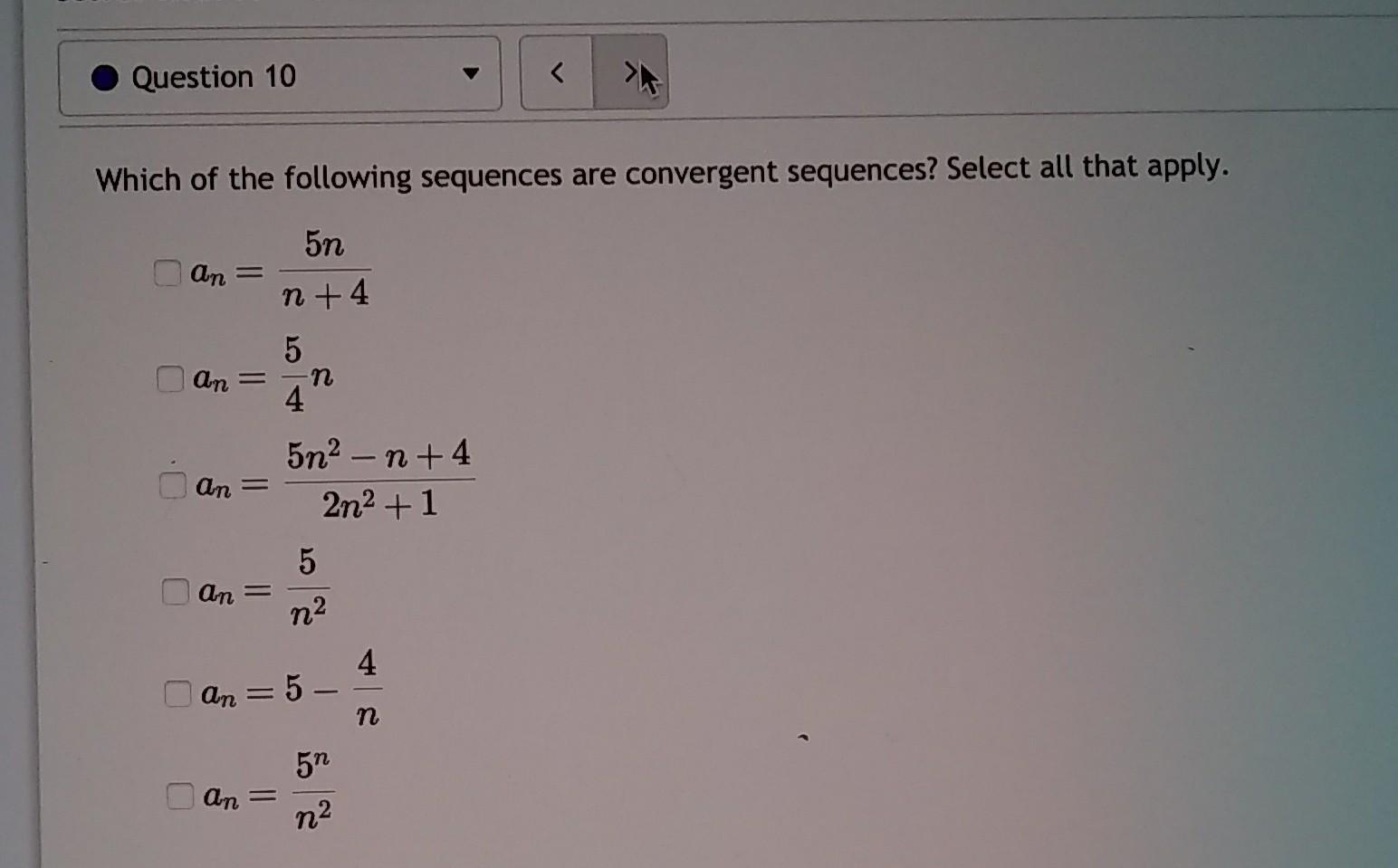 Solved Which of the following sequences are convergent | Chegg.com