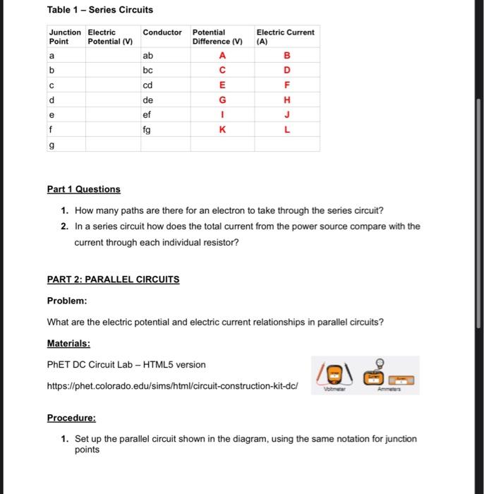 Solved PART 1: SERIES CIRCUITS 1. Set up the series circuit | Chegg.com