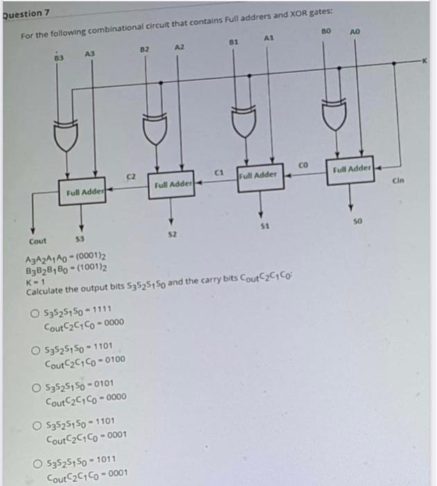Solved Question 7 BO AD For the following combinational | Chegg.com