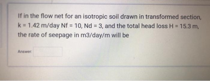 Solved If in the flow net for an isotropic soil drawn in | Chegg.com