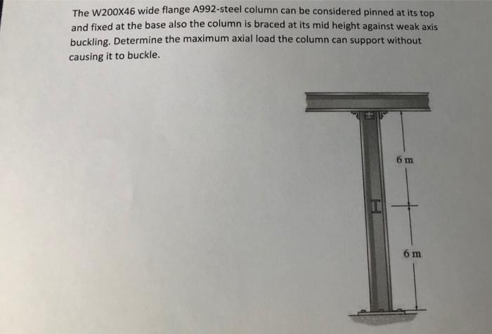 Solved The W200X46 wide flange A992-steel column can be | Chegg.com