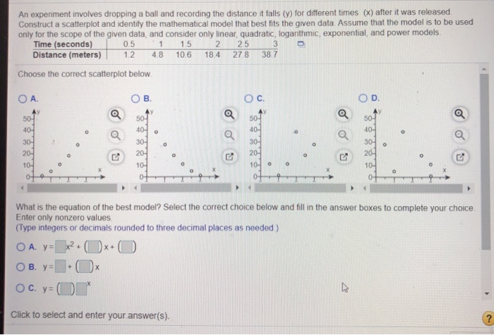 Solved An experiment involves dropping a ball and recording | Chegg.com