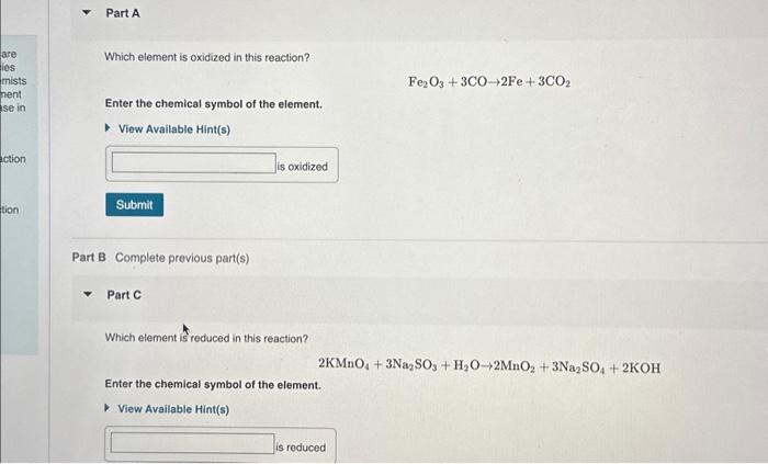 Solved Which element is oxidized in this reaction? | Chegg.com