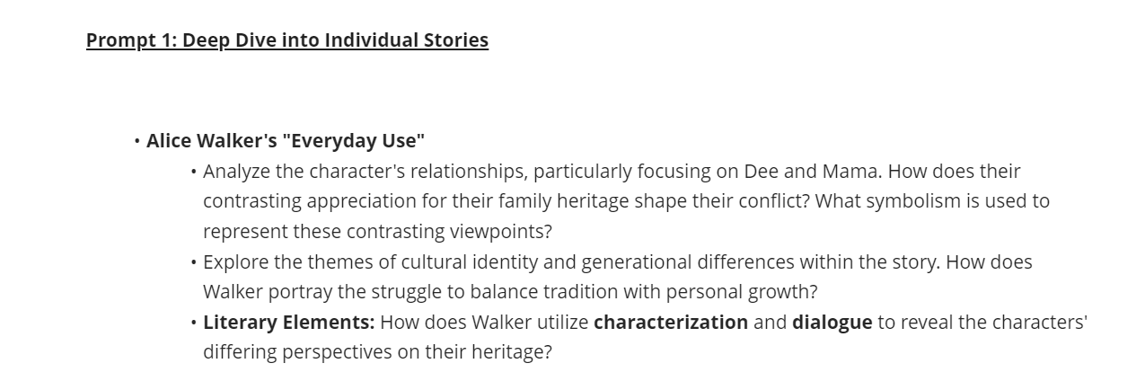 Solved Prompt 1: Deep Dive into Individual StoriesAlice | Chegg.com