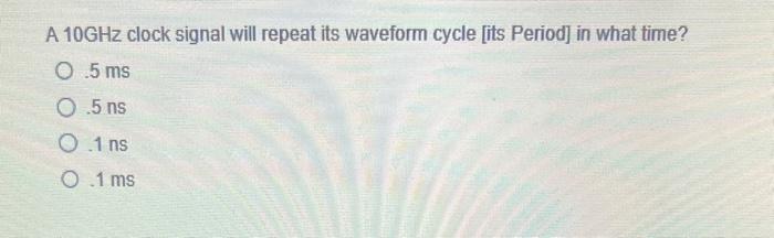 Solved A 10GHz clock signal will repeat its waveform cycle | Chegg.com
