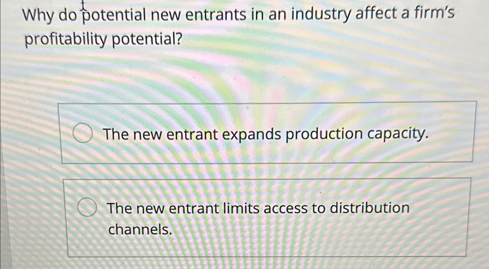 Solved Why do potential new entrants in an industry affect a | Chegg.com