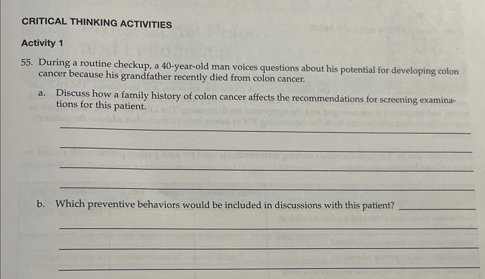 Solved CRITICAL THINKING ACTIVITIESActivity 155. ﻿During a | Chegg.com