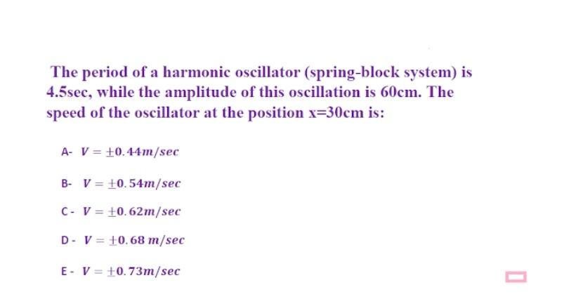 Solved The period of a harmonic oscillator (spring-block | Chegg.com