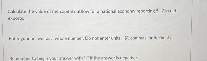 Calculate the value of net capital outflow for a | Chegg.com