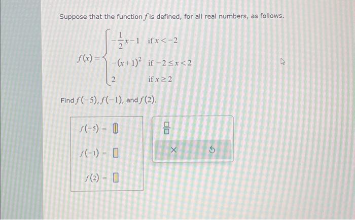 Solved Suppose that the function f is defined, for all real | Chegg.com