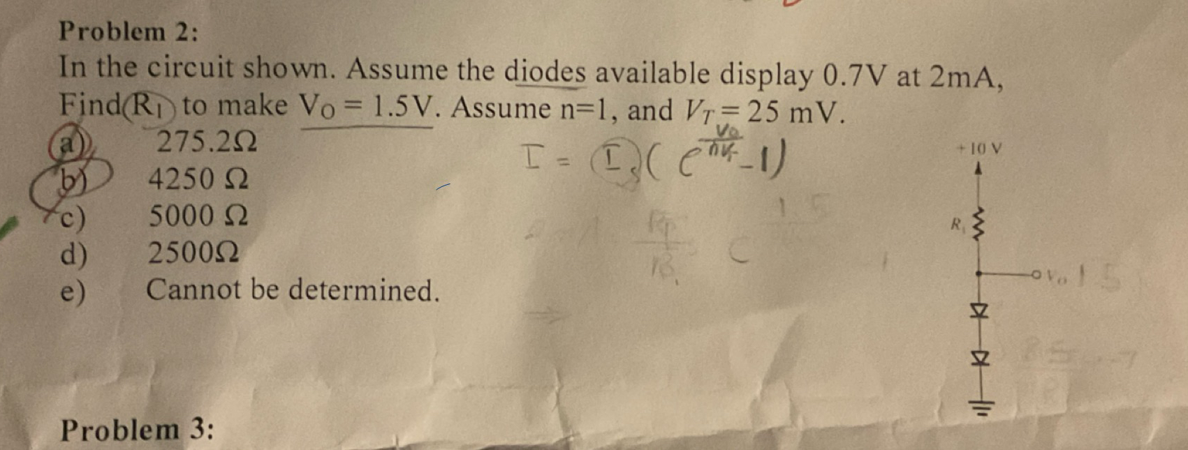 Solved Problem 2:In the circuit shown. Assume the diodes | Chegg.com