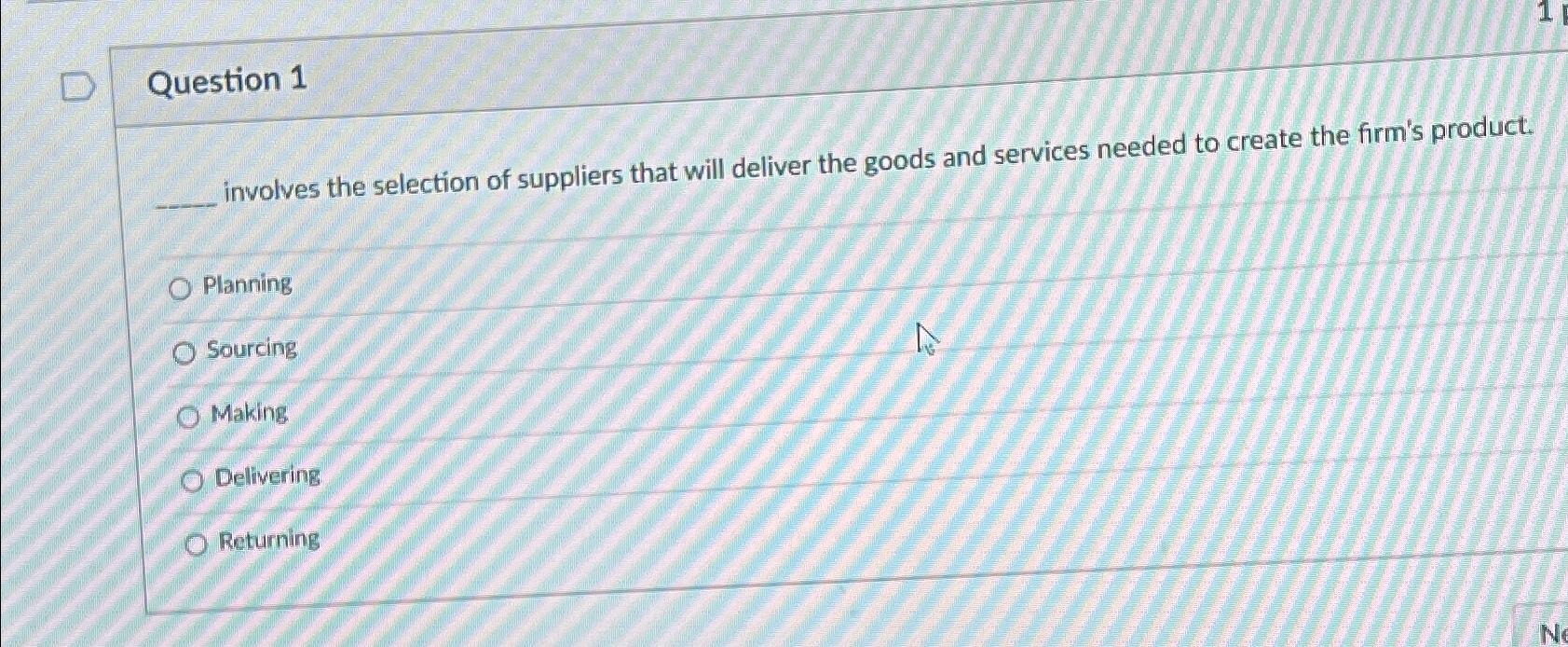 Solved Question 1involves the selection of suppliers that | Chegg.com