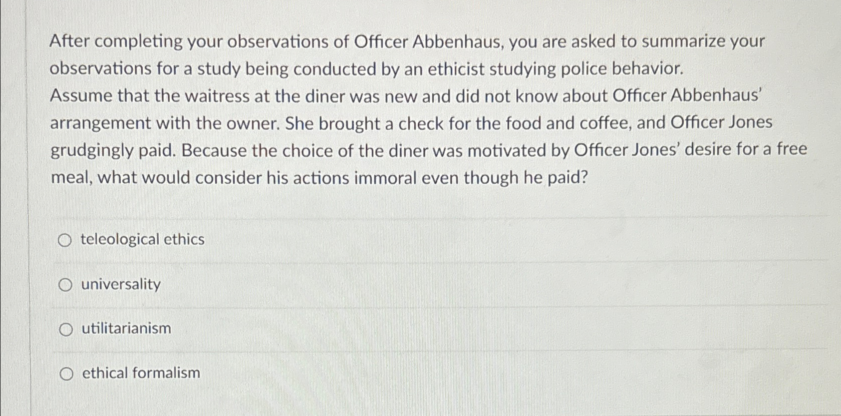 Solved After completing your observations of Officer | Chegg.com