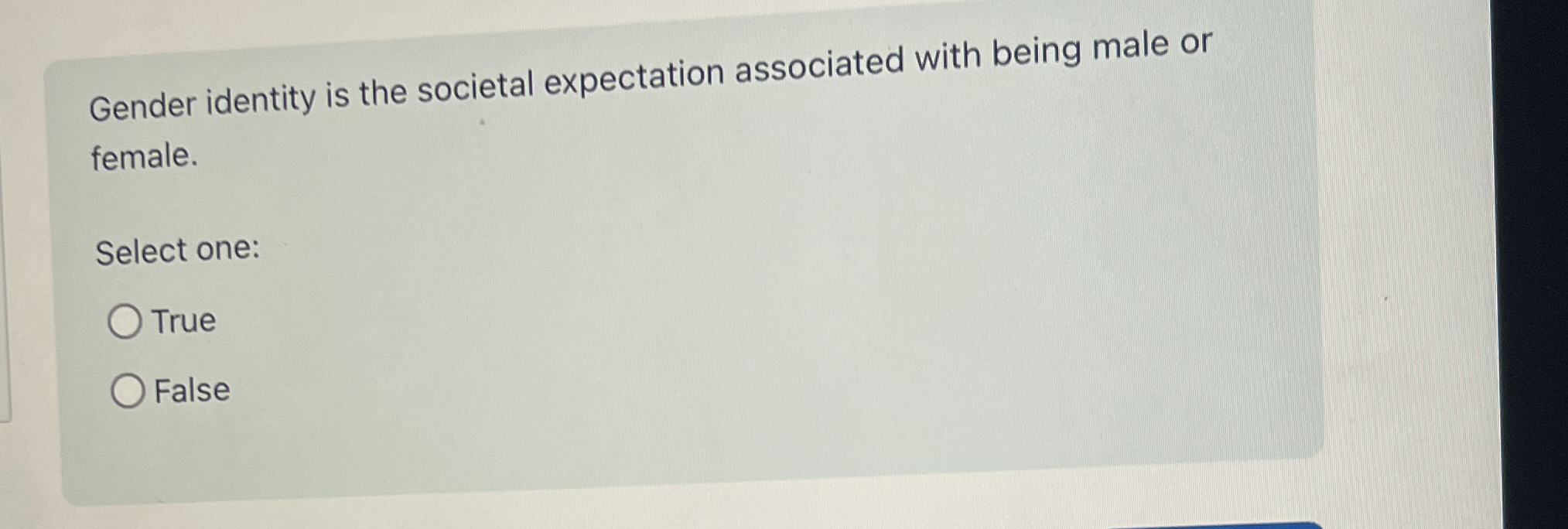 Solved Gender identity is the societal expectation | Chegg.com