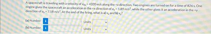 Solved A spacecraft is traveling with a velocity of v0x−4320 | Chegg.com