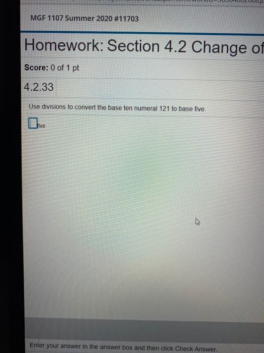 Solved MGF 1107 Summer 2020 #11703 Homework: Section 4.2 | Chegg.com Solved MGF 1107 Summer 2020 #11703 Homework: Section 4.2 | Chegg.com