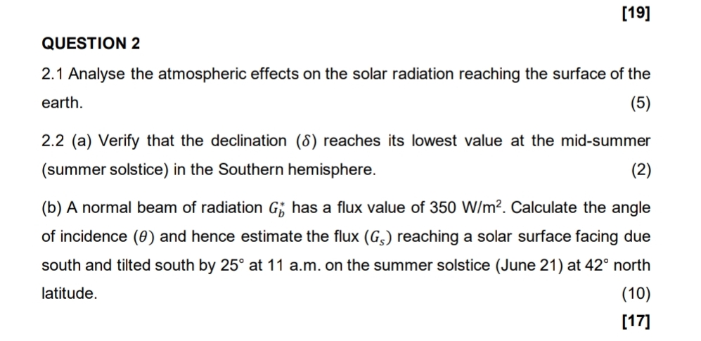 Solved QUESTION 22.1 ﻿Analyse the atmospheric effects on the | Chegg.com