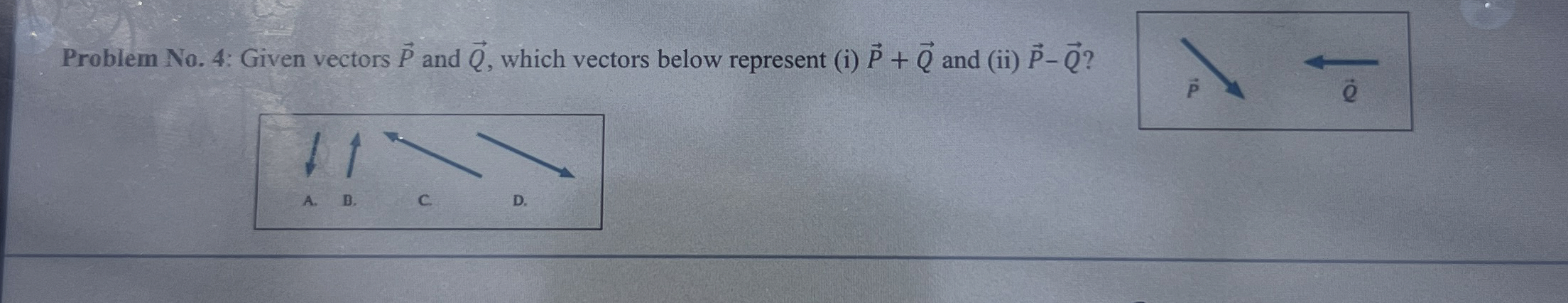 Solved Problem No. 4: Given vectors vec(P) ﻿and vec(Q), | Chegg.com