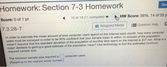 Solved Homework: Section 7-3 Homework Say Score: 0 of 1 pt | Chegg.com Solved Homework: Section 7-3 Homework Say Score: 0 of 1 pt | Chegg.com