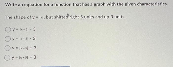 Solved Write an equation for a function that has a graph | Chegg.com