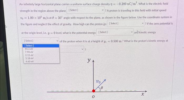 Solved An infinitely large horizontal plane carries a | Chegg.com