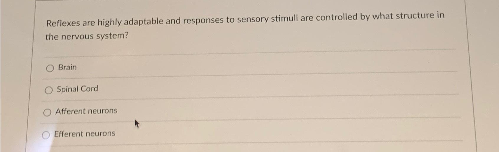 Solved Reflexes are highly adaptable and responses to | Chegg.com