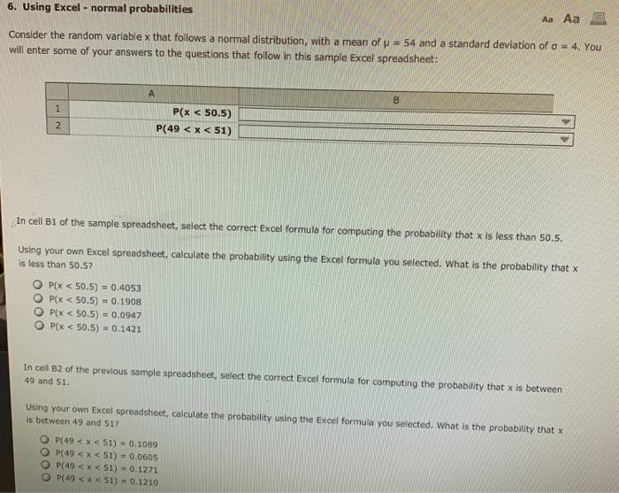 Solved 1. Properties of the normal curve Aa Aa E The | Chegg.com
