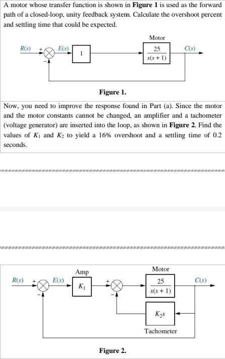 Solved A motor whose transfer function is shown in Figure 1 | Chegg.com
