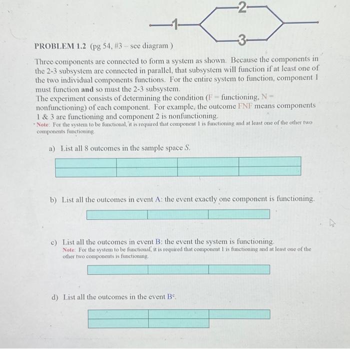 Solved Three components are connected to form a system as | Chegg.com