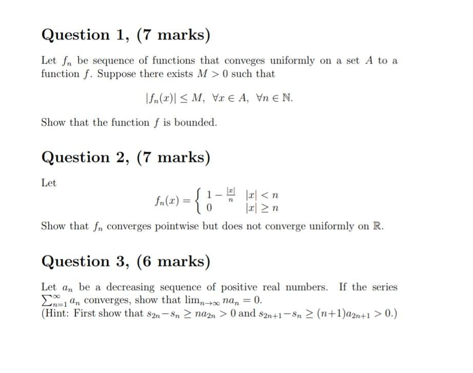 Solved Let fn be sequence of functions that conveges | Chegg.com