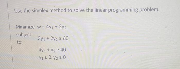 Solved Use the simplex method to solve the linear | Chegg.com