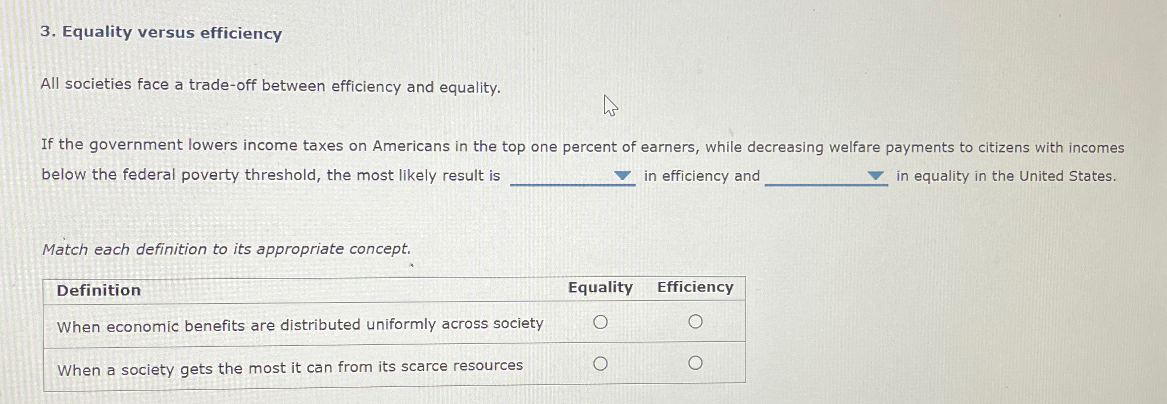 Solved Equality versus efficiencyAll societies face a | Chegg.com