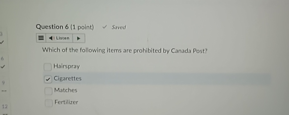 Solved Question 6 (1 ﻿point) ﻿SavedWhich of the following | Chegg.com