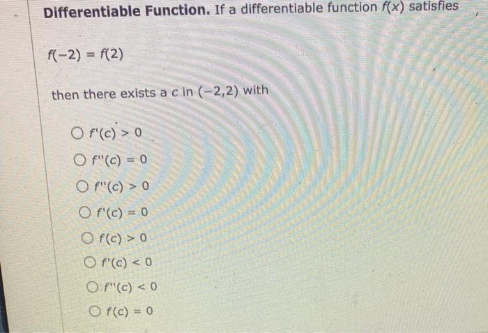 Solved Differentiable Function. If a differentiable function | Chegg.com