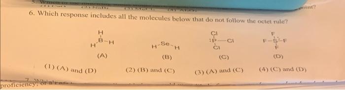 Solved 6. Which response includes all the molecules below | Chegg.com