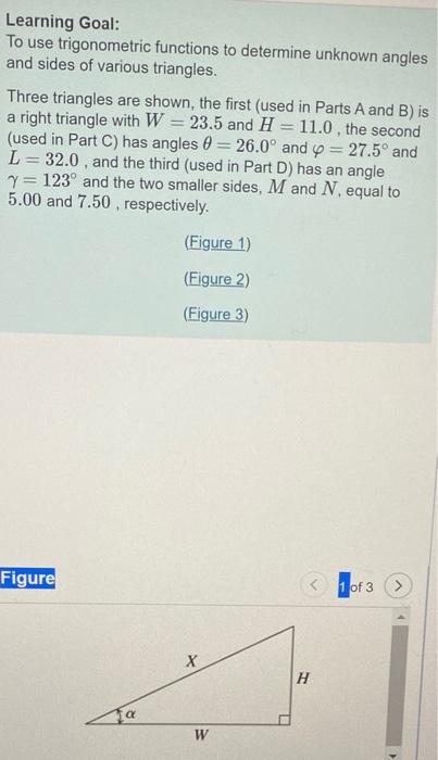 Solved - Learning Goal: To use trigonometric functions to | Chegg.com