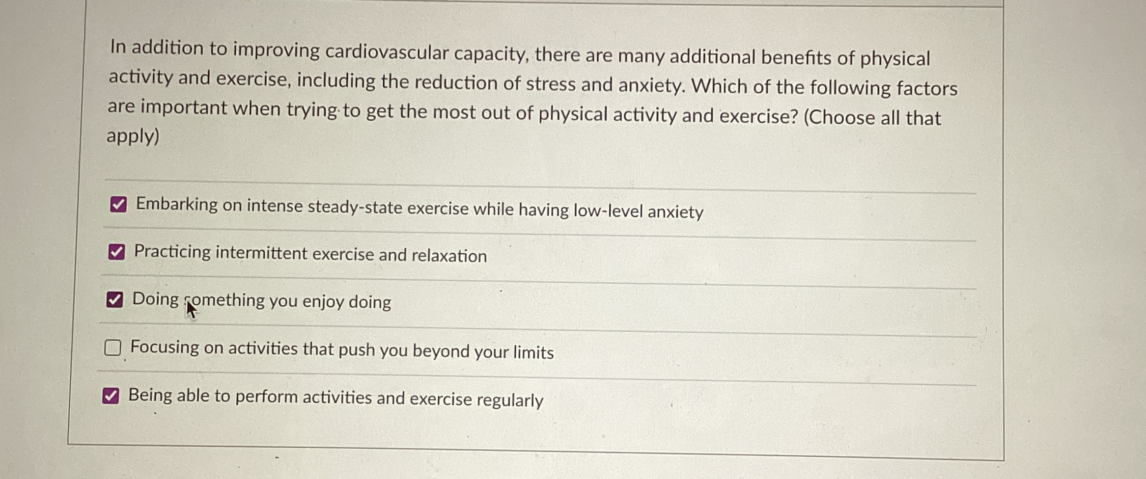 Solved In addition to improving cardiovascular capacity, | Chegg.com