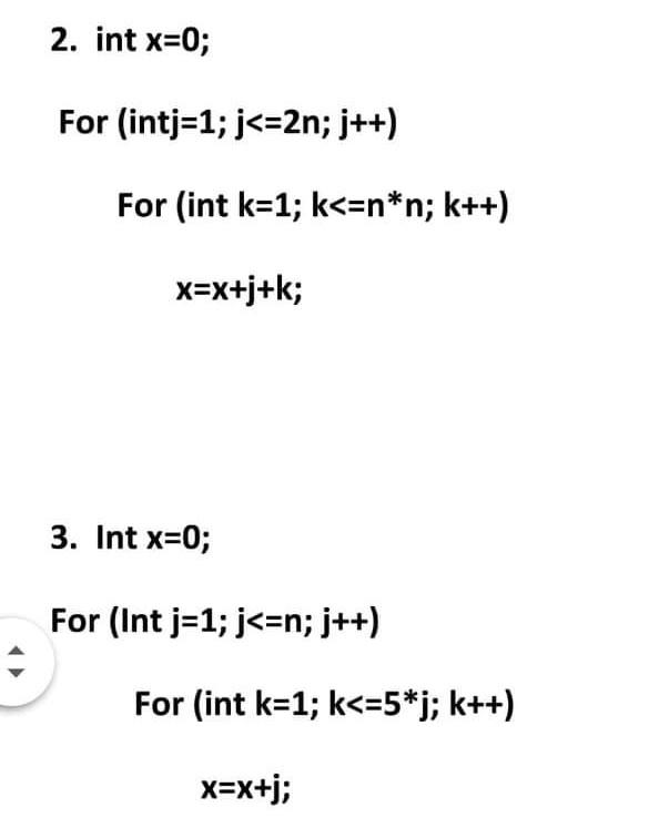 Solved 2. Find the complexity of the following codes: 1. Int | Chegg.com