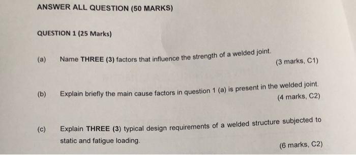 Solved QUESTION 1 (25 Marks) (a) Name THREE (3) factors that | Chegg.com