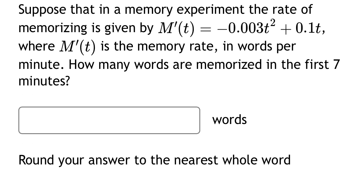 Solved Suppose that in a memory experiment the rate of | Chegg.com