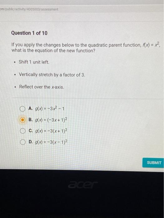 Solved If you apply the changes below to the quadratic | Chegg.com