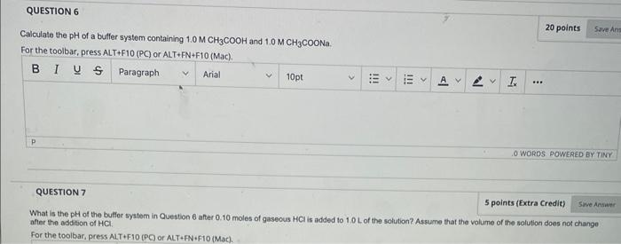 Solved 20 points Calculate the pH of a buffer system | Chegg.com
