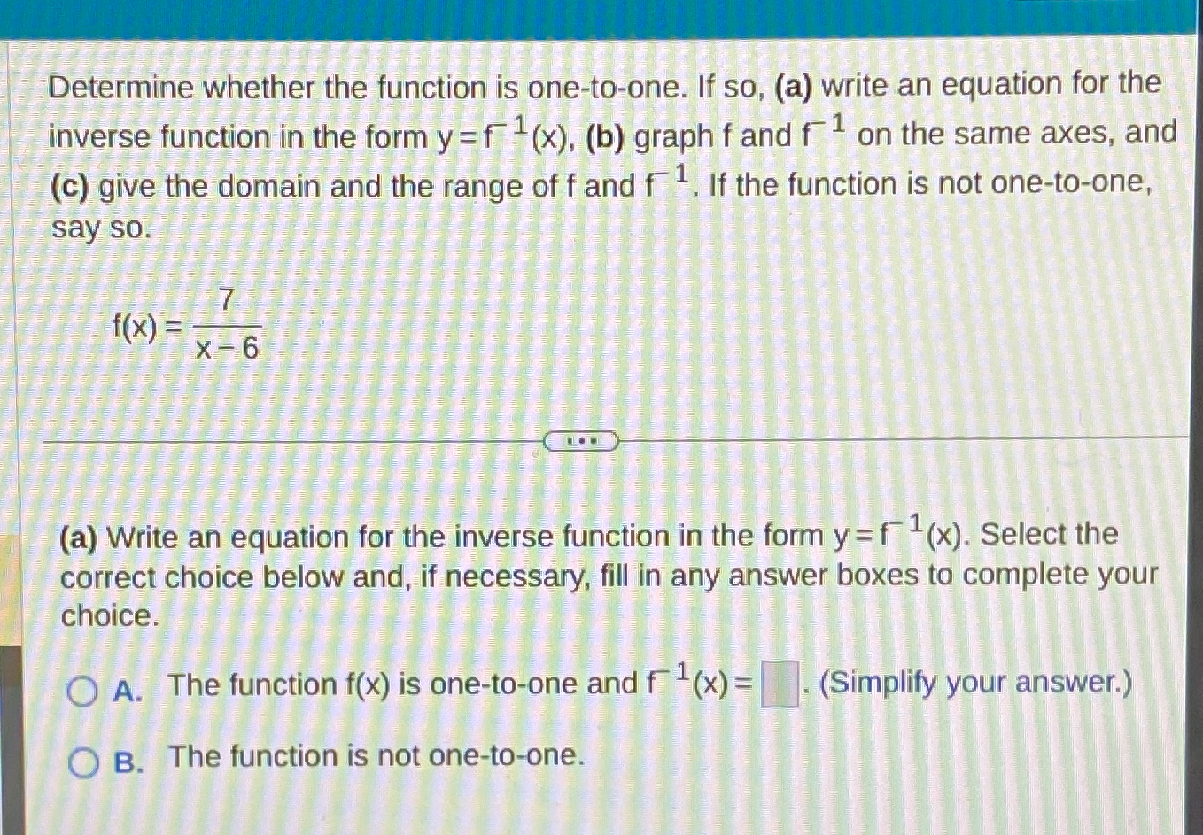 Solved Determine whether the function is one-to-one. If | Chegg.com